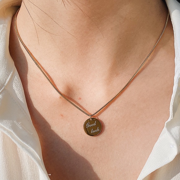 Jewelry | Good Luck Gold Disc Chock Necklace | Poshmark
